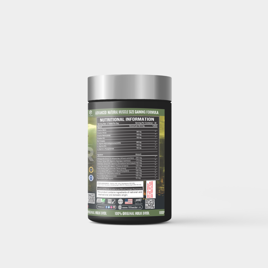 Hulk Drol Tablet Natural Size Gain Advanced Formula Fit Feeder